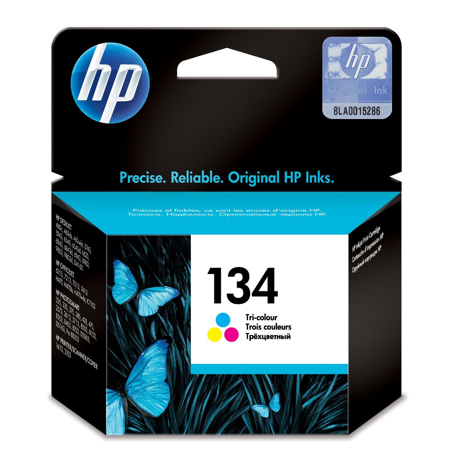 HP 134 Original Colour Ink Print Cartridge - Cyan Magenta Yellow C9363 ...